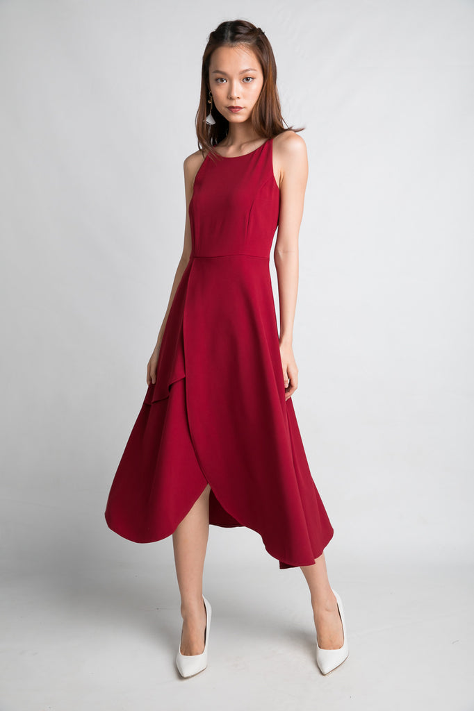 Ariel Tiered Hem Maxi In Wine – Mint Ooak