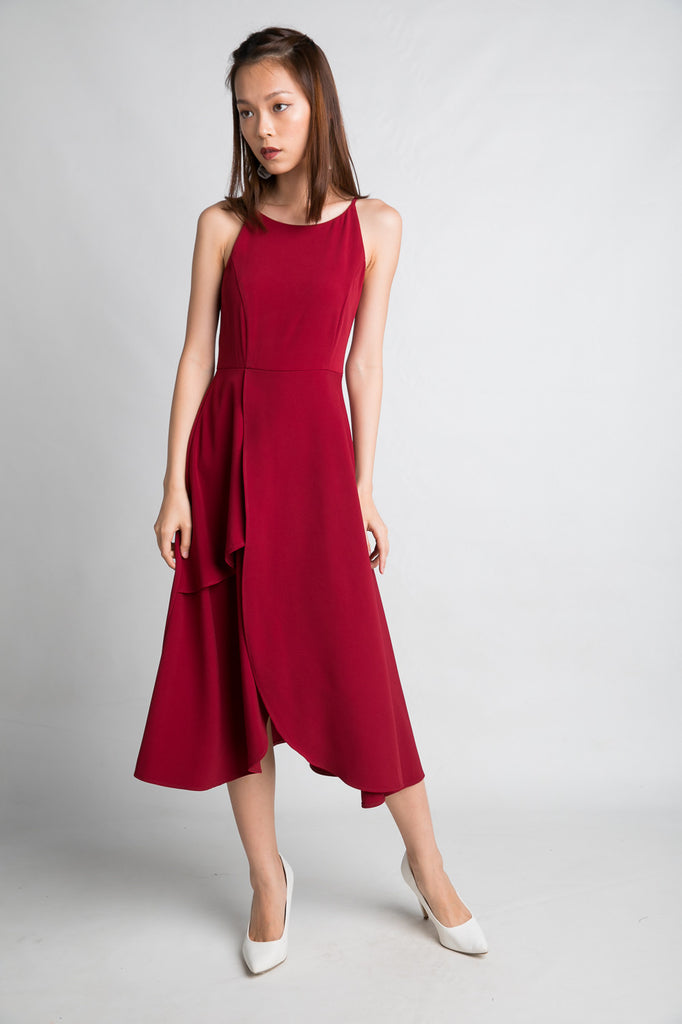 Ariel Tiered Hem Maxi In Wine – Mint Ooak