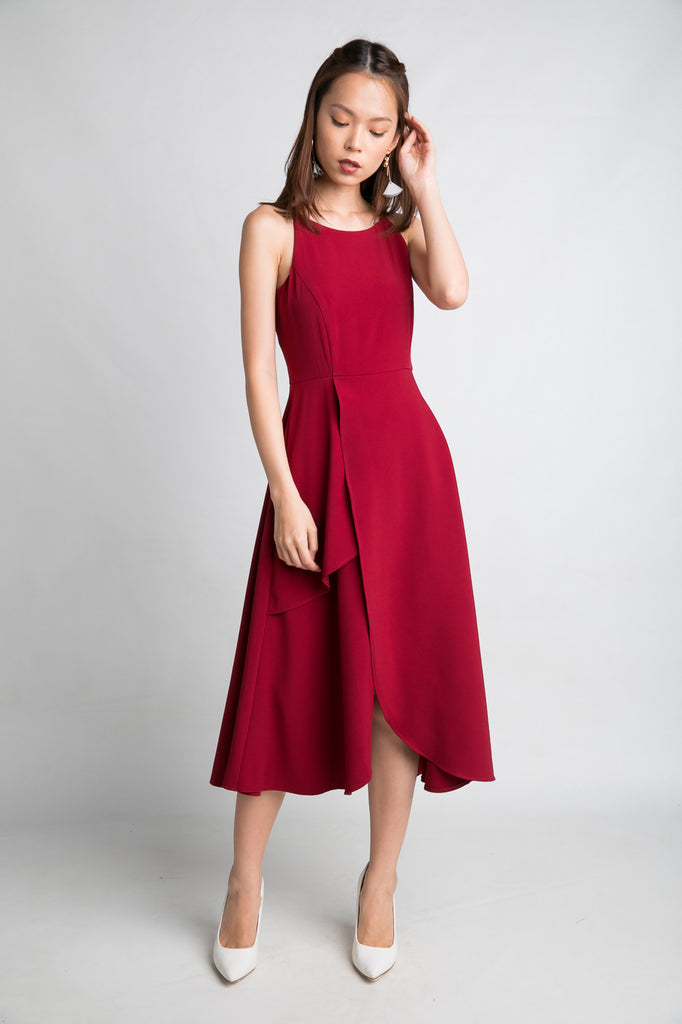 Ariel Tiered Hem Maxi In Wine – Mint Ooak