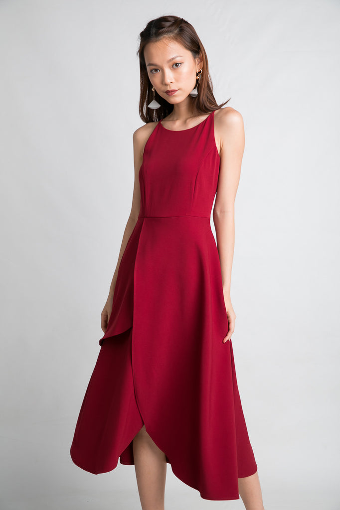 Ariel Tiered Hem Maxi In Wine – Mint Ooak