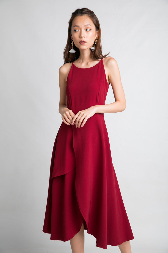 Ariel Tiered Hem Maxi In Wine – Mint Ooak